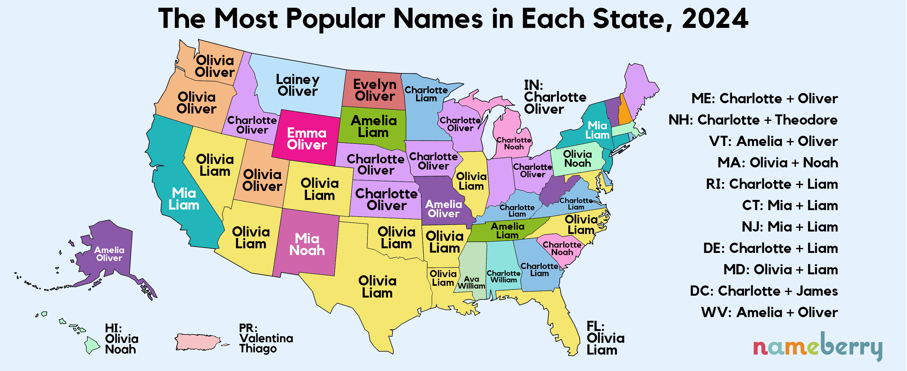 Popular Names by State | Nameberry