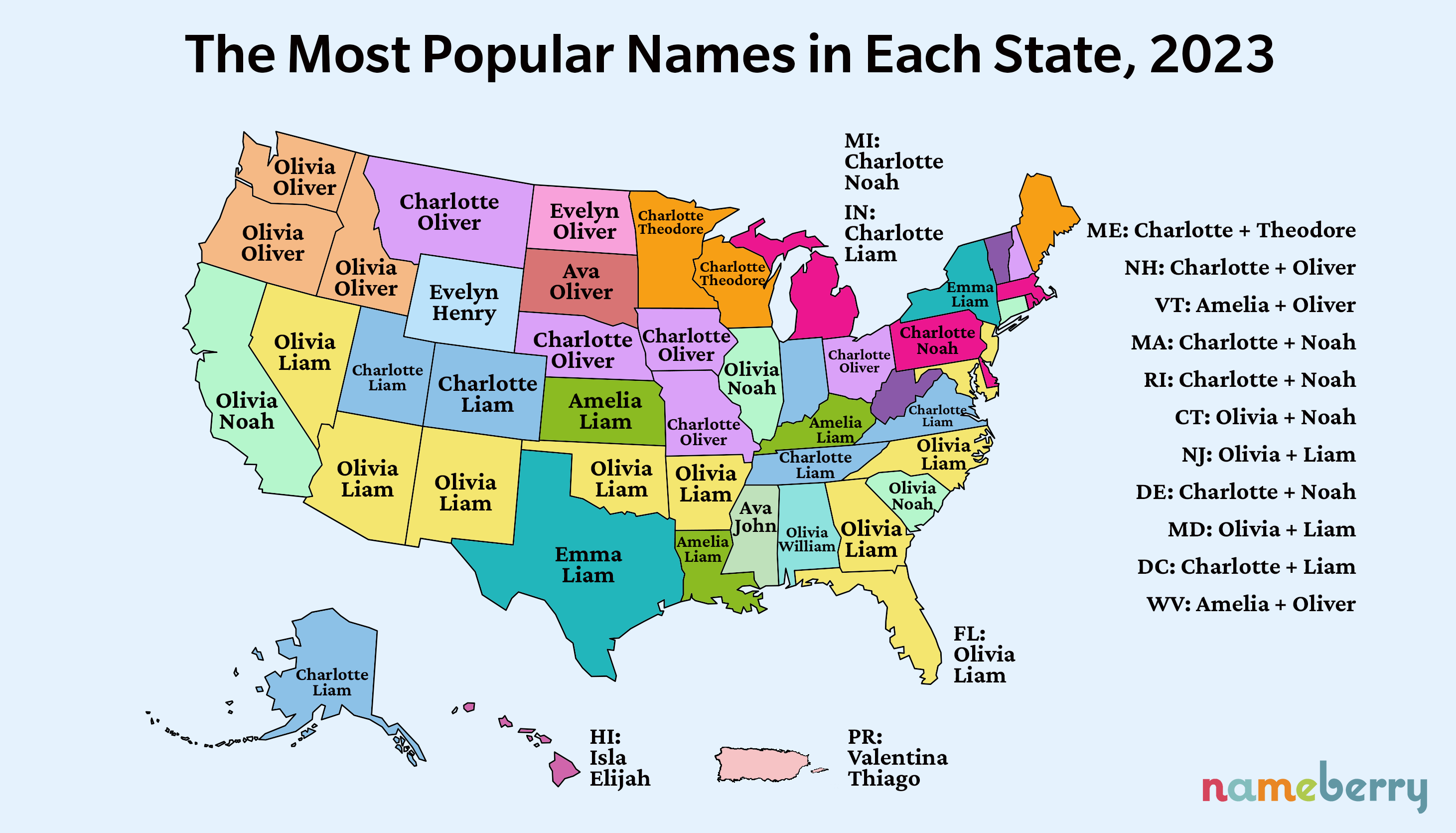 Popular Names by State | Nameberry